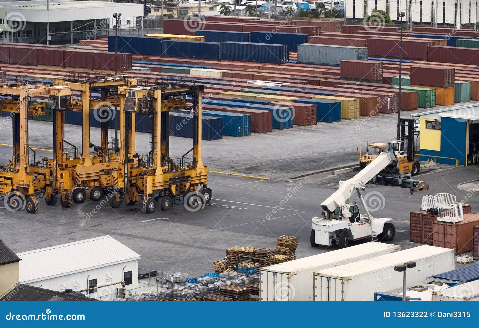 Container Cranes At The Container Terminal Cargo Port, Royalty-Free ...