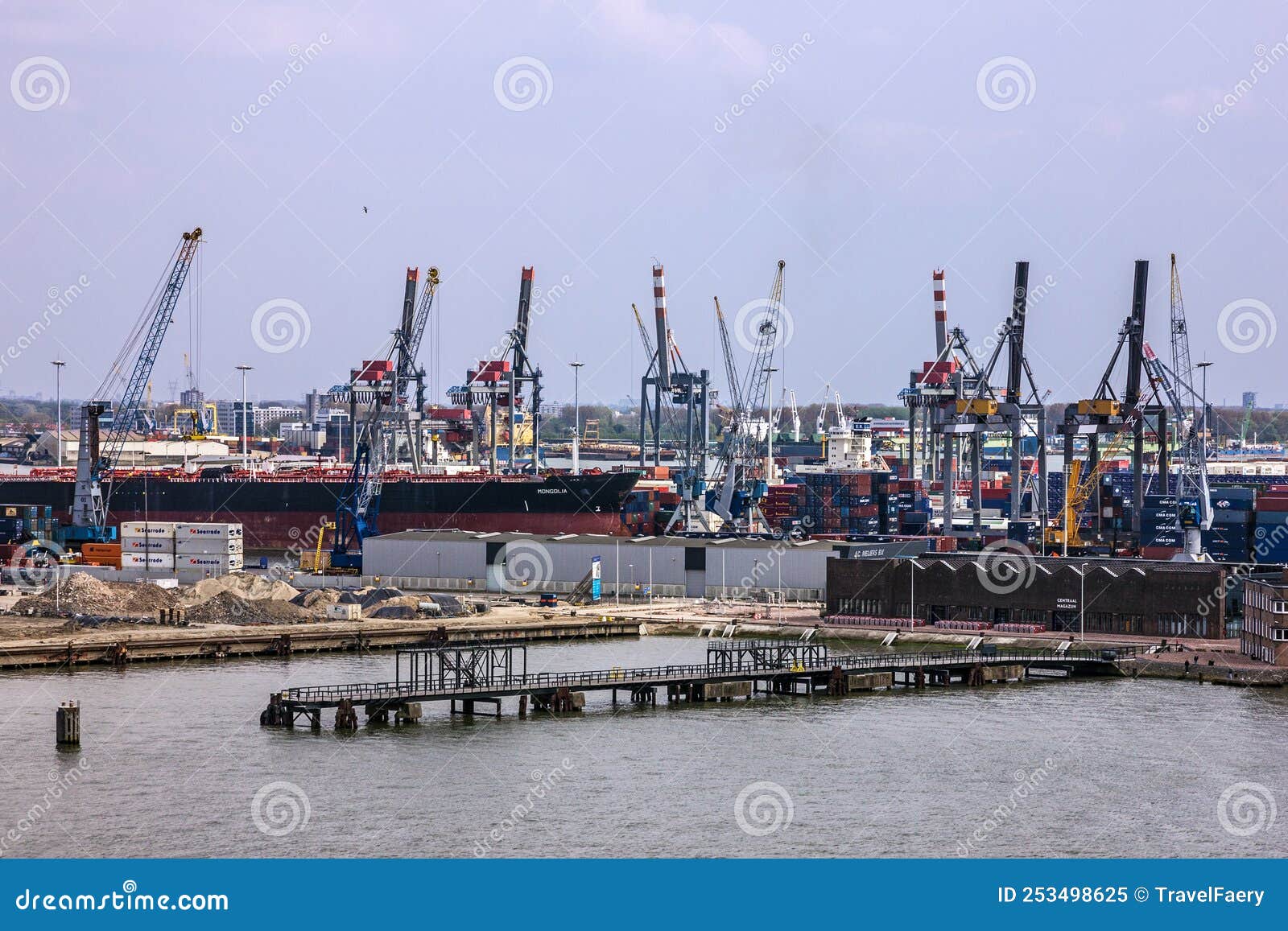 Port Container Terminal in Seaport Rotterdam, Netherlands Stock Image ...