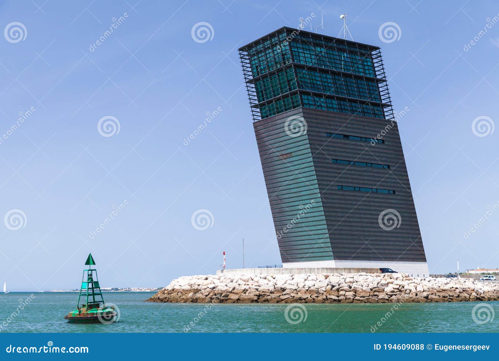 Port Control Tower at River Tagus. Lisbon Stock Photo - Image of urban ...