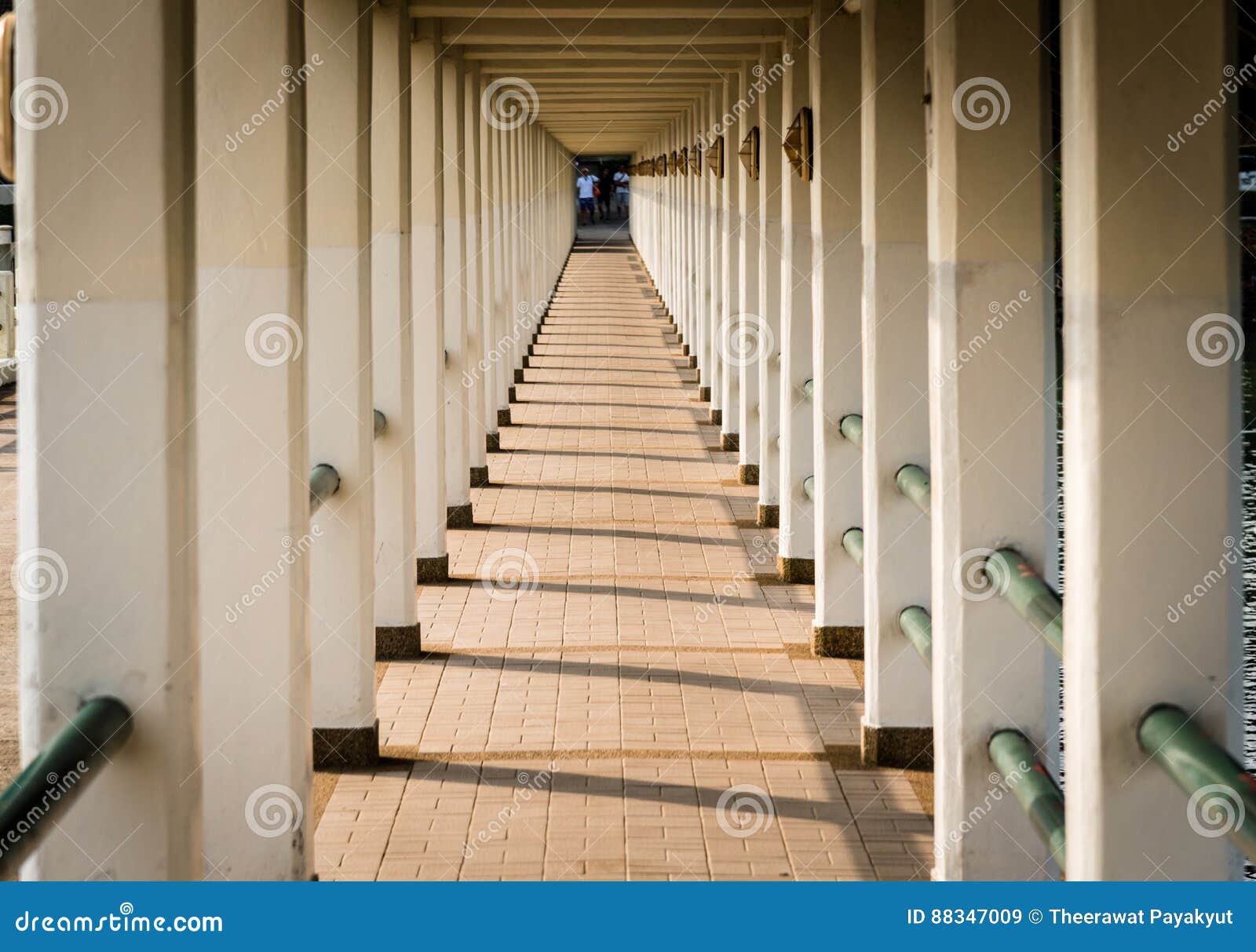 Port Corridor,many Columns and Shadows in the Afternoon Stock Image ...