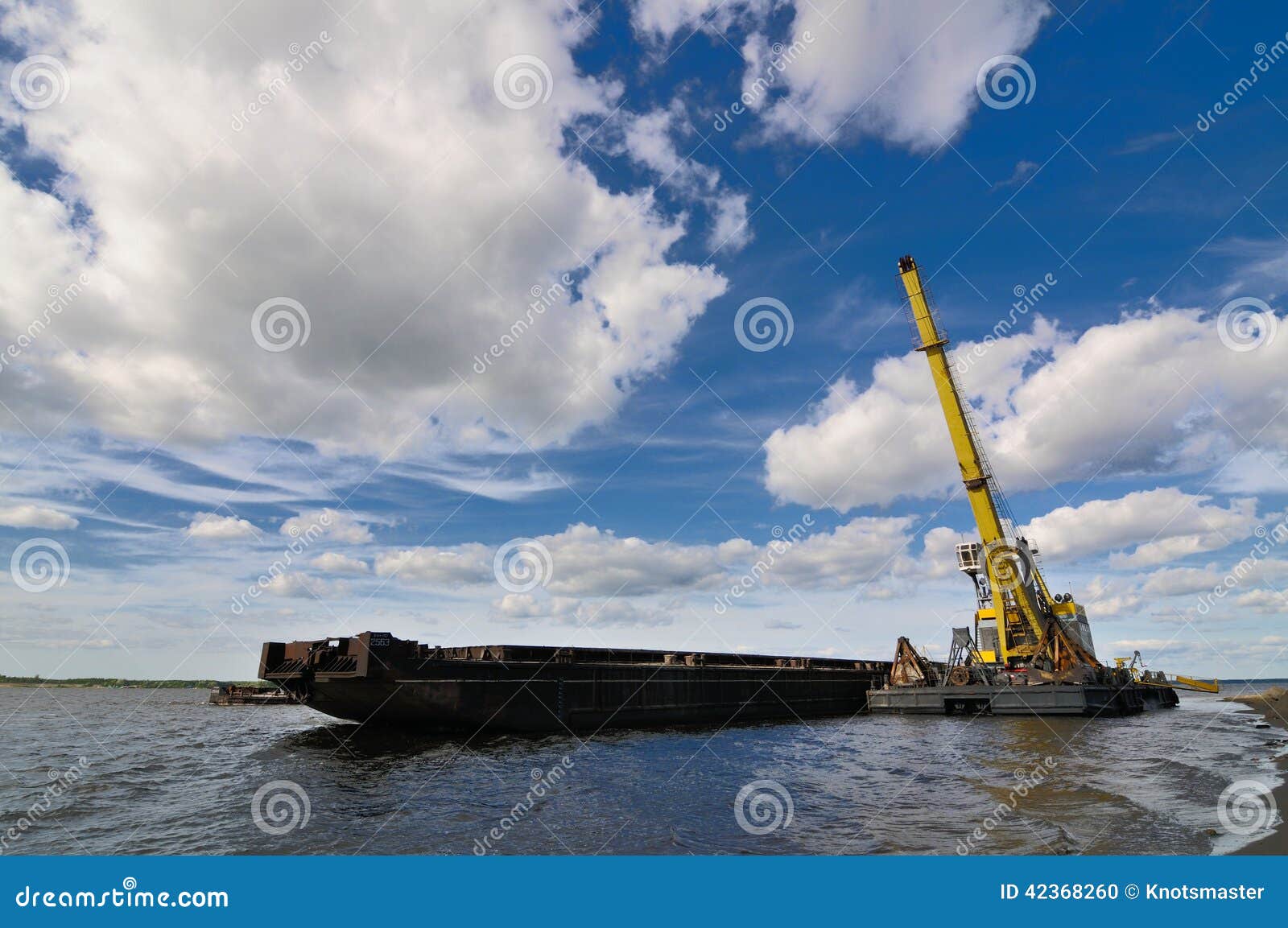 Port crane and barge stock photo. Image of cargo, climate - 42368260