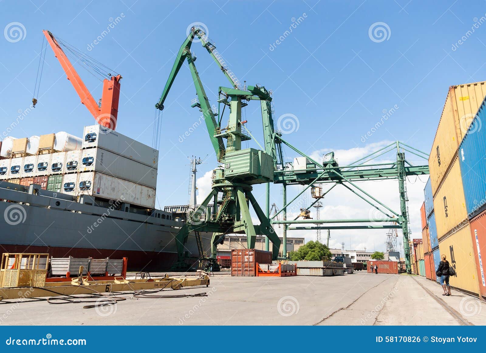 Port Crane Loading Container Ship with Cargo Editorial Photo - Image of ...