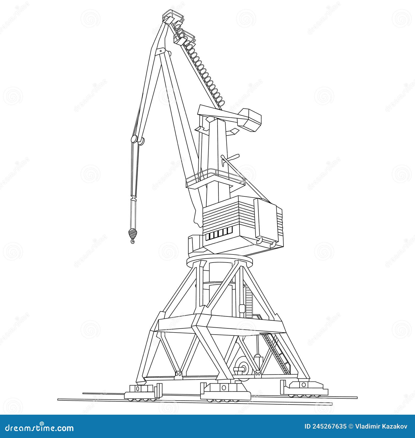 Port Crane Outline for Loading and Unloading Cargo Ships Isolated Stock ...