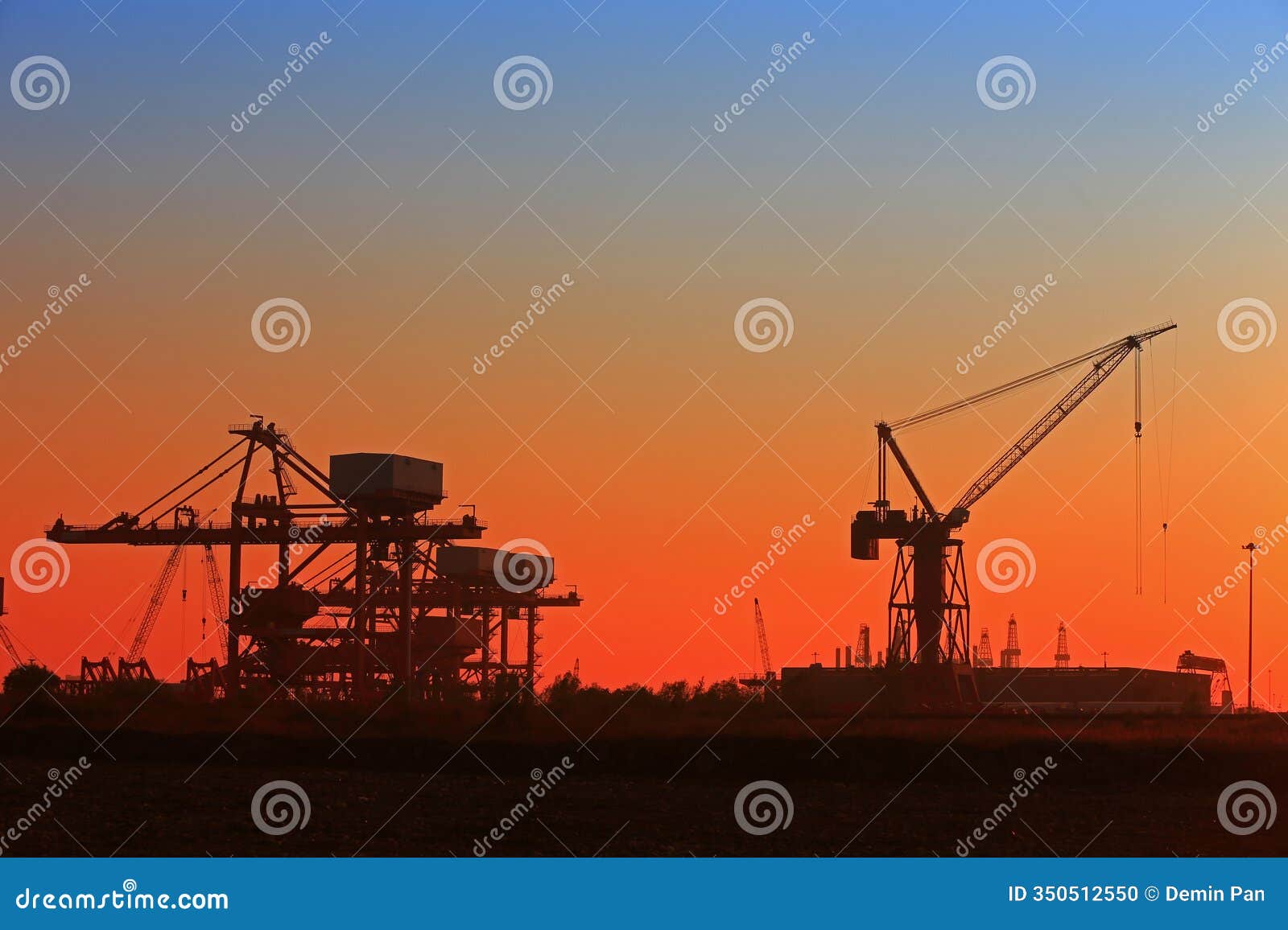 Port Crane Unloading Container Ships Stock Illustration - Illustration ...
