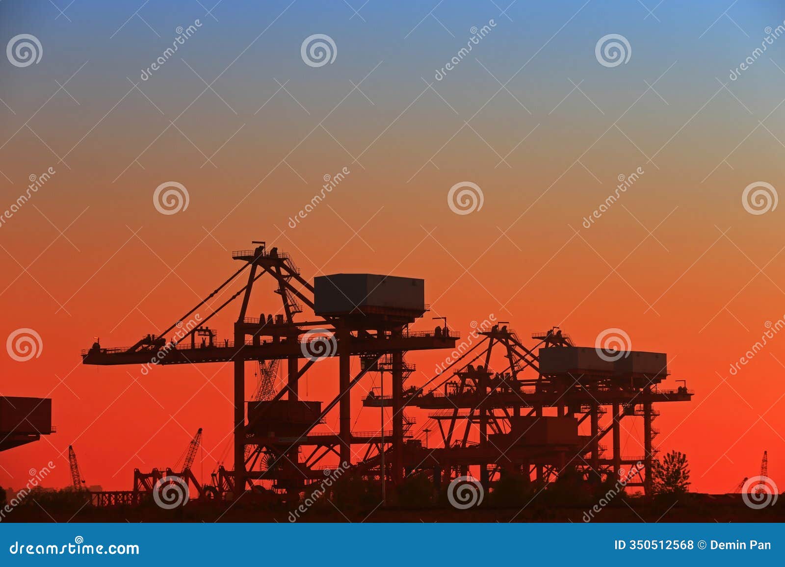 Port Crane Unloading Container Ships Stock Illustration - Illustration ...