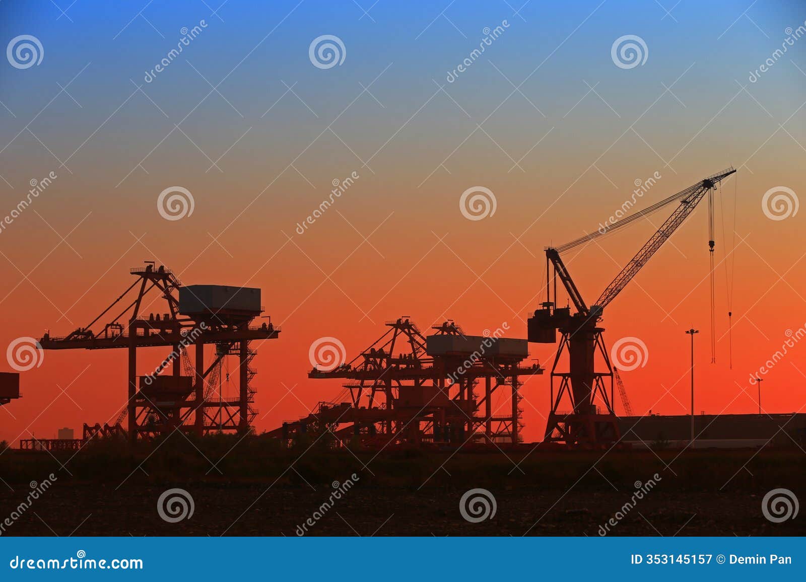 Port Crane Unloading Container Ships Stock Illustration - Illustration ...