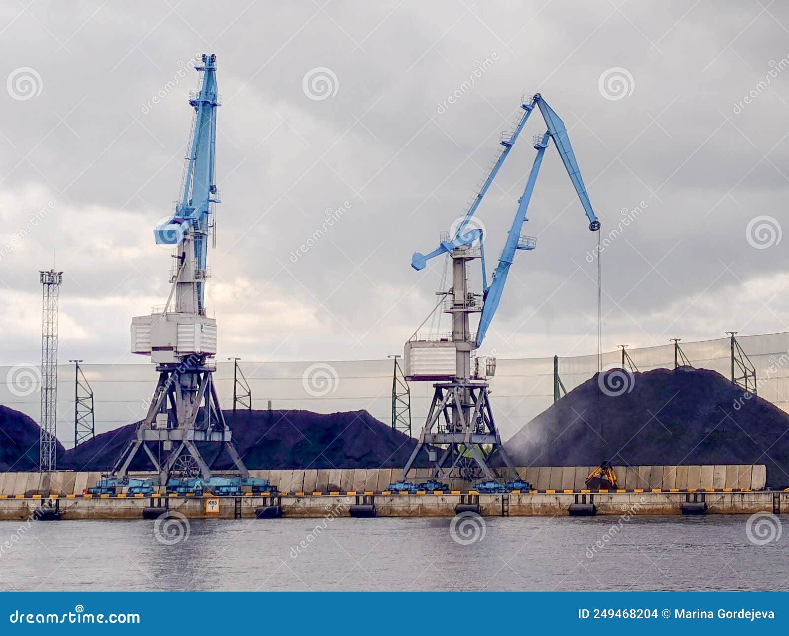 Port Cranes for Loading and Unloading Coal into Freight Trains. Coal ...