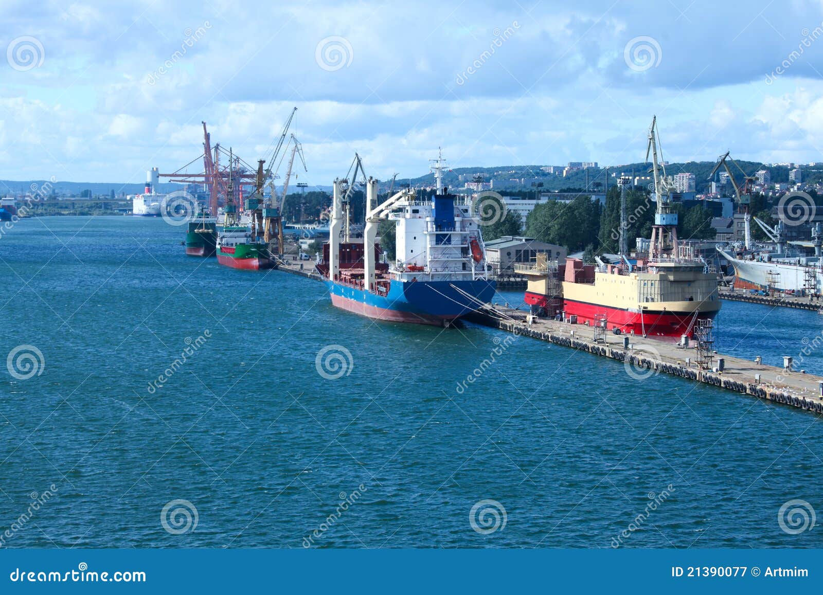 Port, Dock and Ships in City Stock Image - Image of harbor, port: 21390077