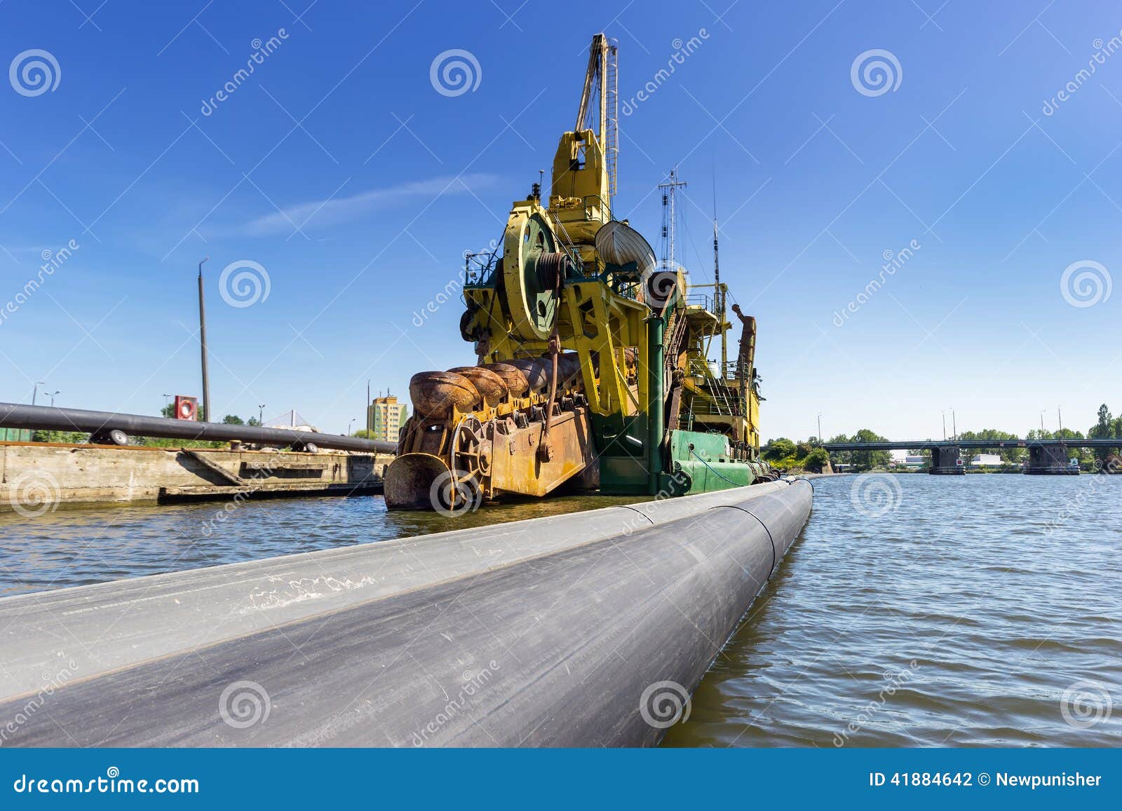 Port dredging stock photo. Image of coast, crane, engineering - 41884642