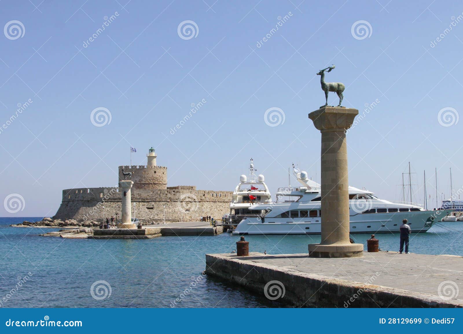 Port Entrance into the Harbor of Rhodes Stock Image - Image of tower ...