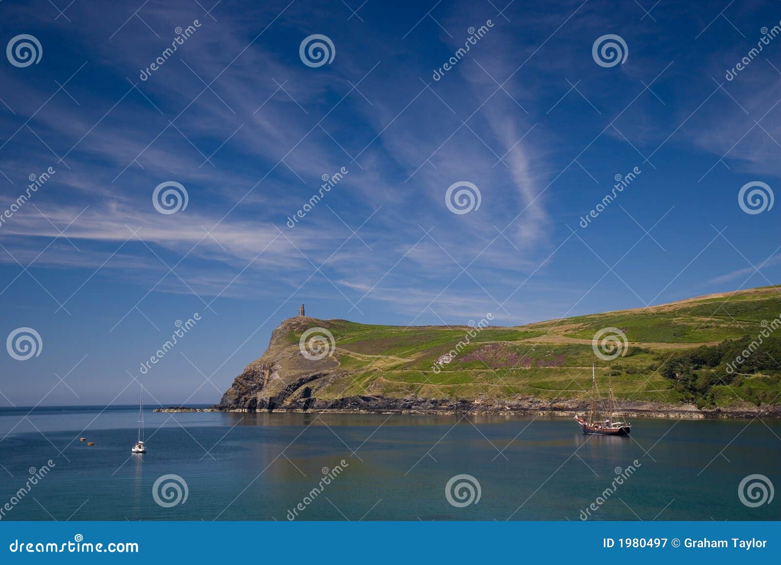 Port Erin Harbour And Yacht At Sunset Royalty-Free Stock Photography ...