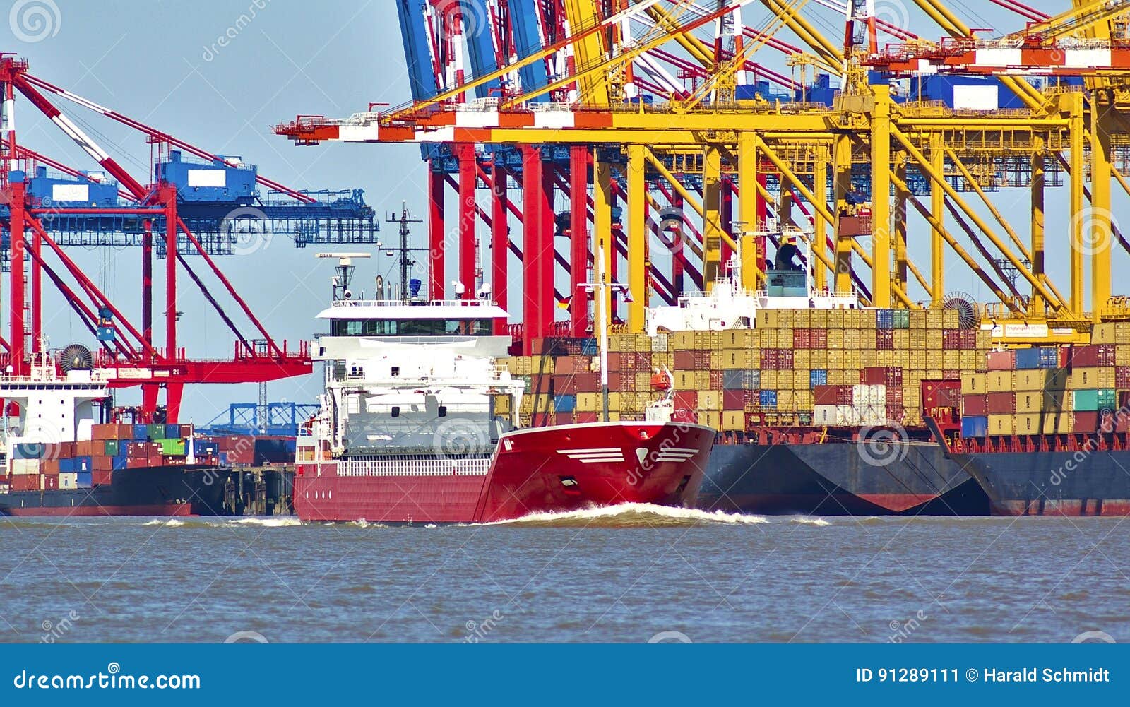 Port Facilities with Cranes and Freight Ships Editorial Photo - Image ...