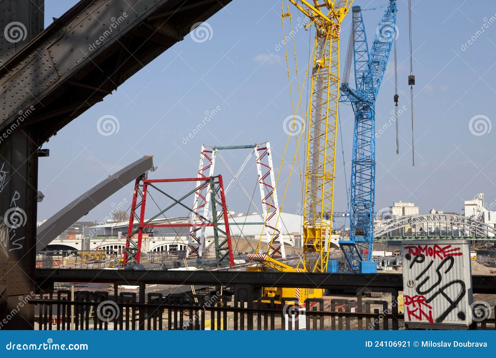 Port in Frankfurt stock image. Image of industrial, crane - 24106921