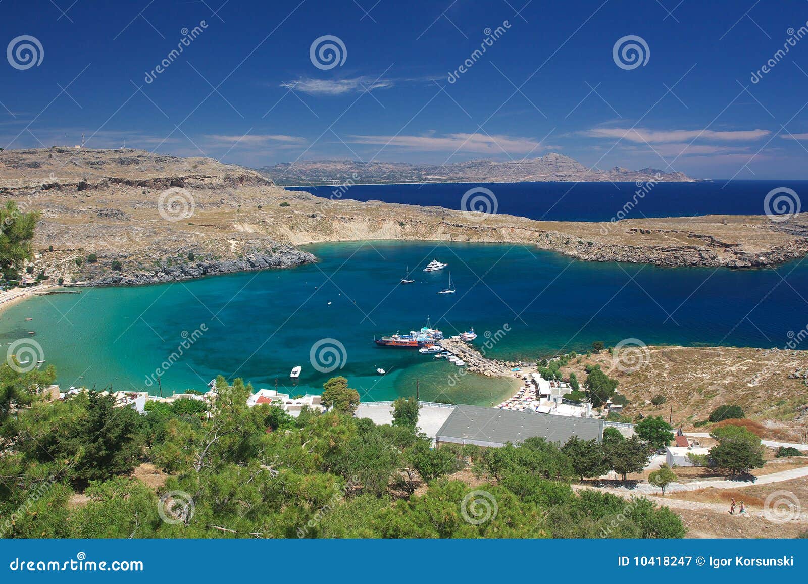 Port Harbour of the City of Lindos Stock Image - Image of harbor ...
