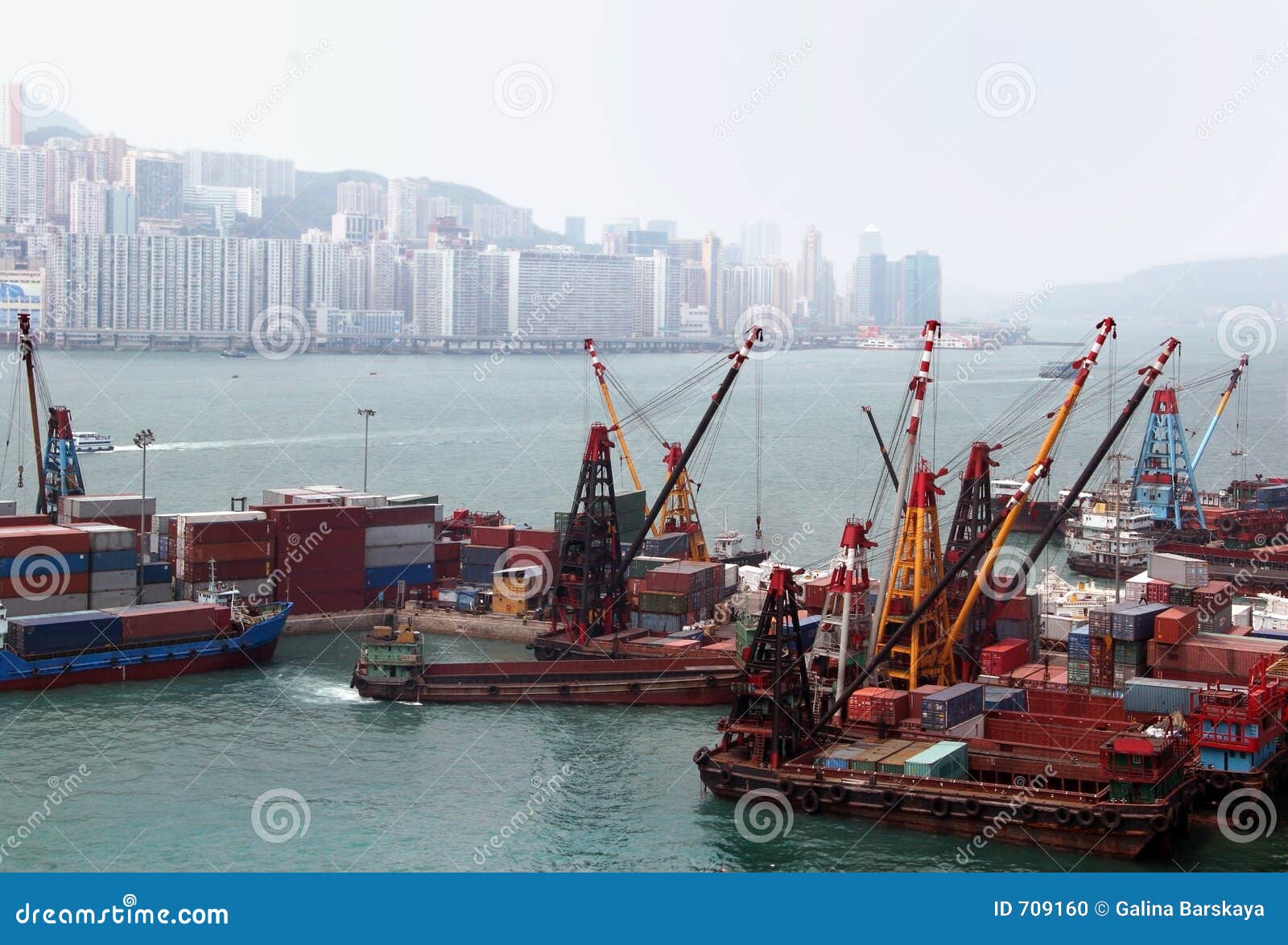 Port in Hong Kong stock photo. Image of derrick, load, shipping - 709160