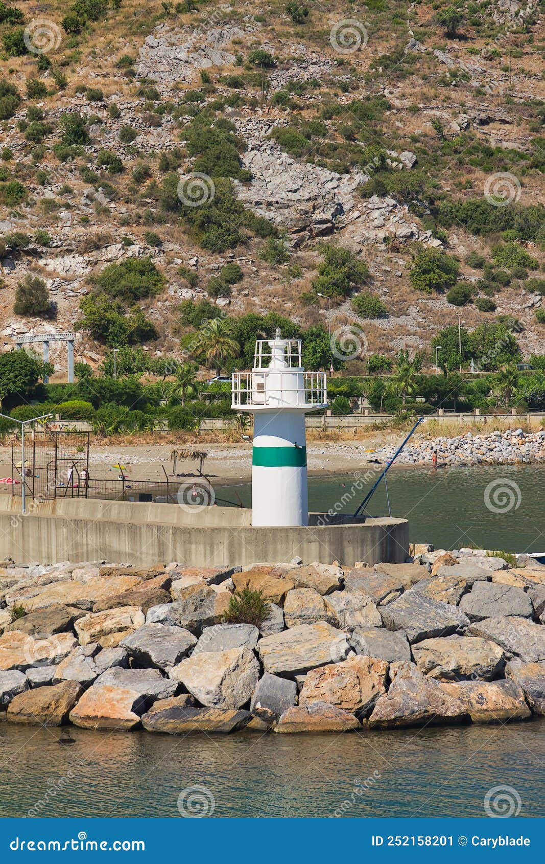 Lighthouse at the Exit from the Port. Stock Image - Image of coast ...
