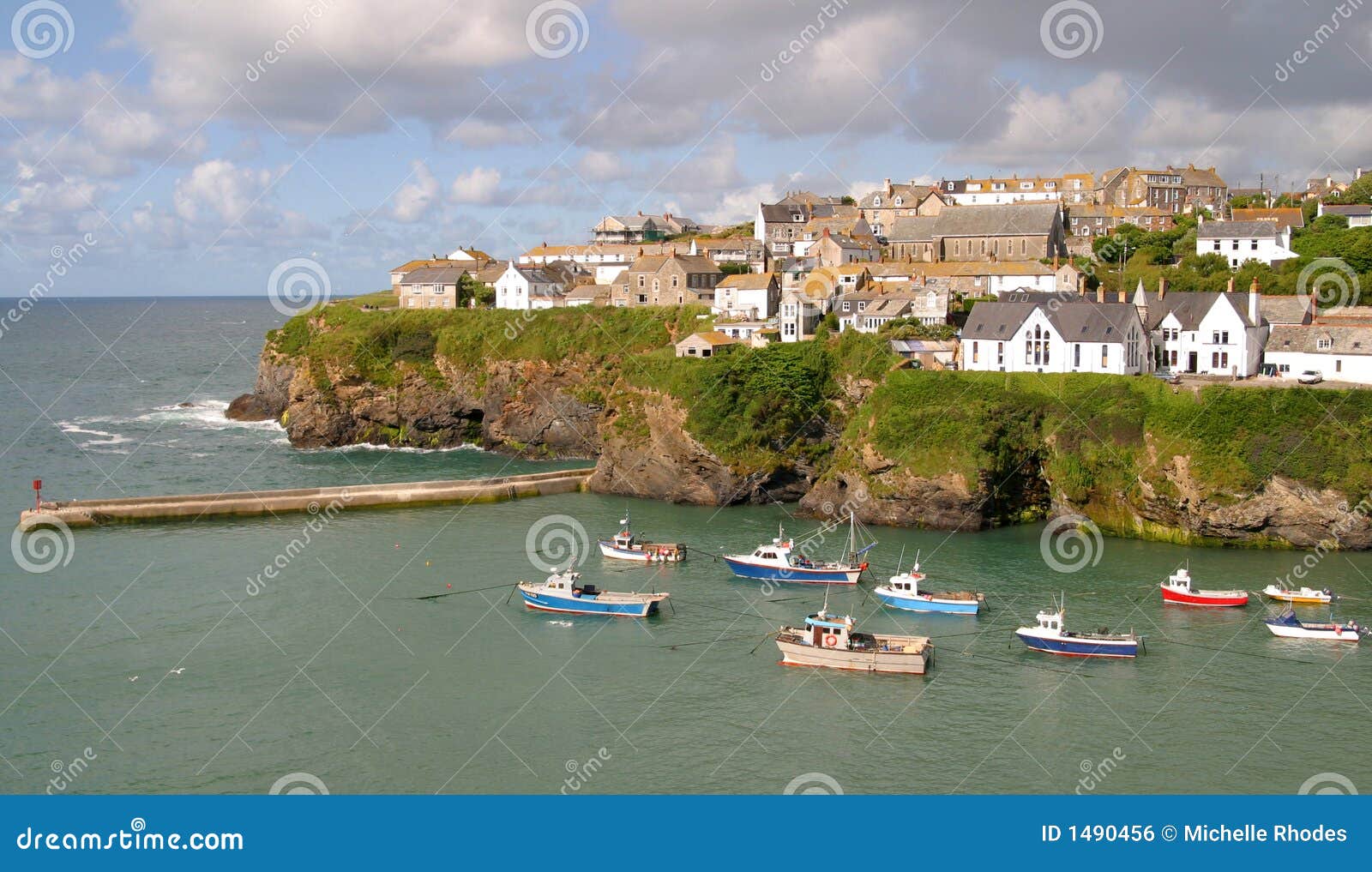 Port Issac Harbour stock photo. Image of buildings, boats - 1490456