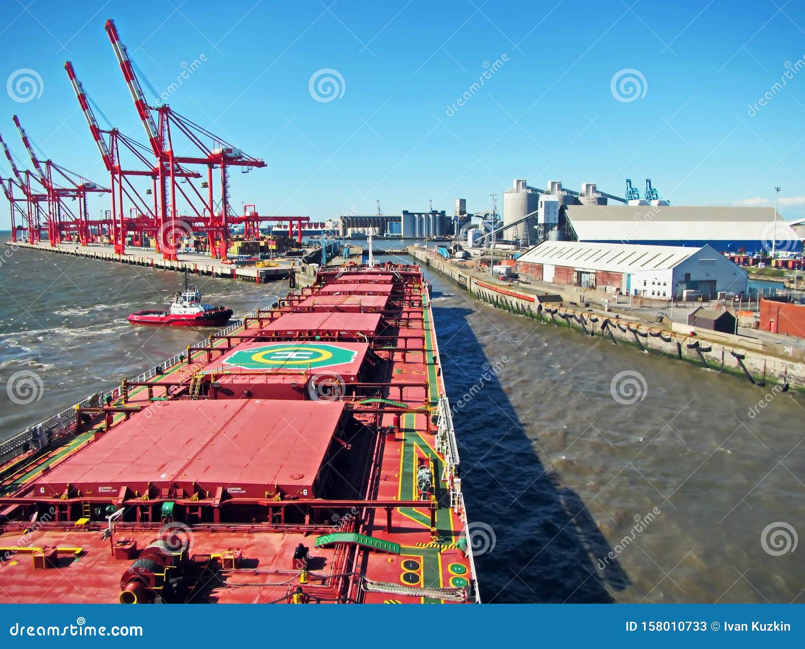 Liverpool, UK, May, 12,2019. Cargo Terminal for Unloading Bulk Cargo ...