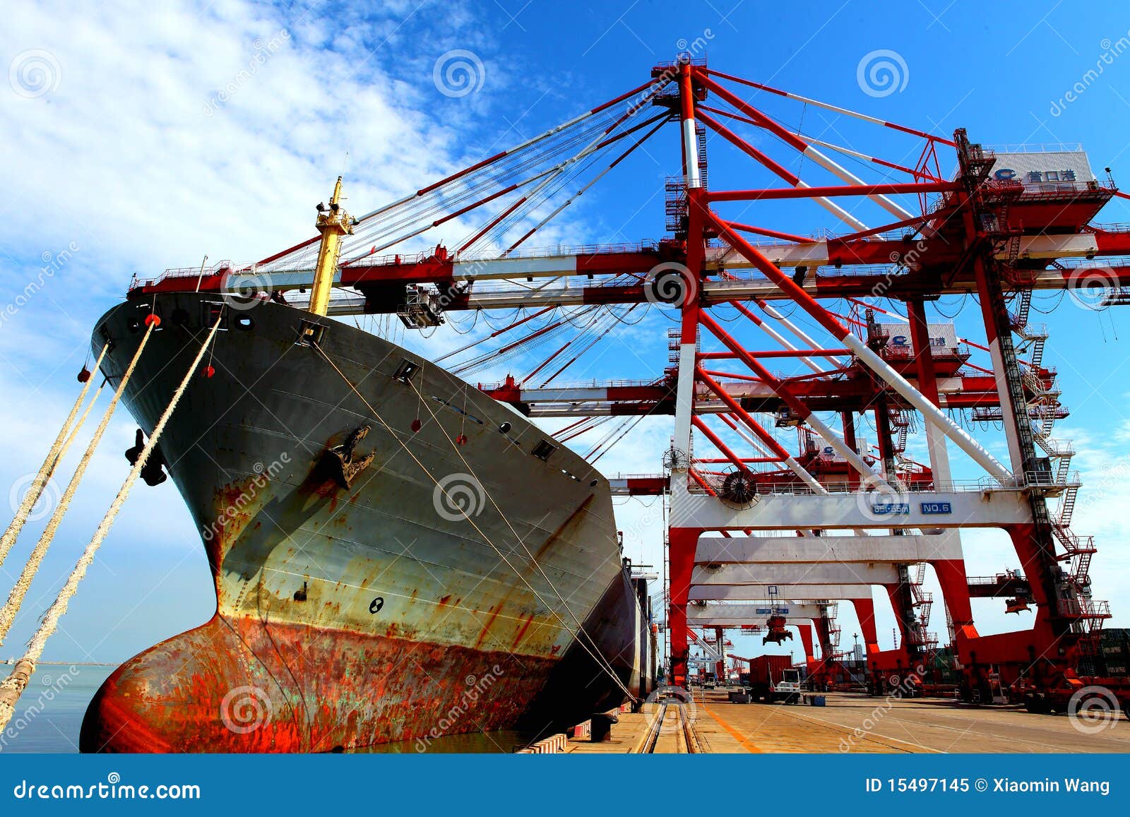 Port with Loading Cargo Ship Stock Image - Image of boat, harbor: 15497145