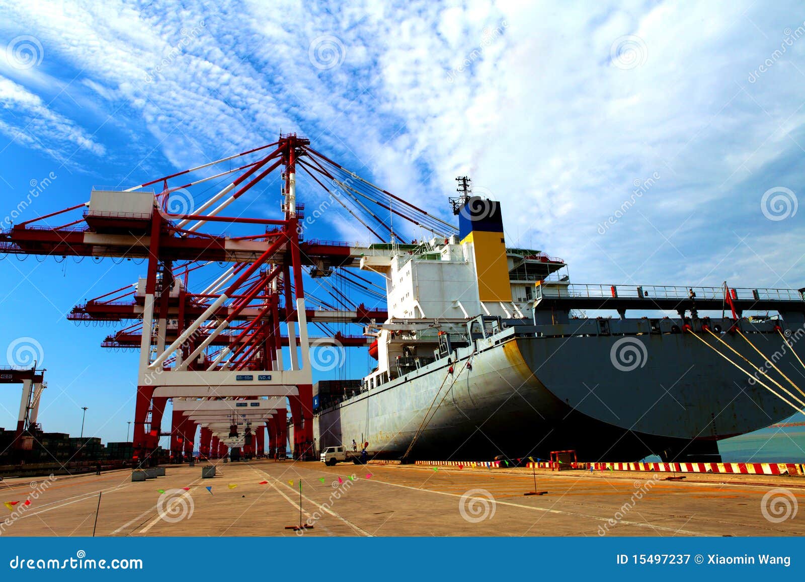 Loading Cargo Of Cement Clinker In Bulk Carrier Vessel By Ships Cranes ...