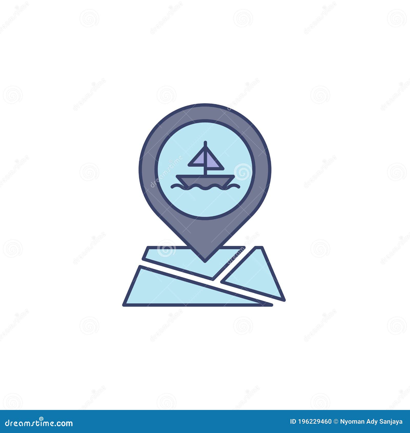 Port Location Pin Vector Icon Symbol Map Isolated on White Background ...