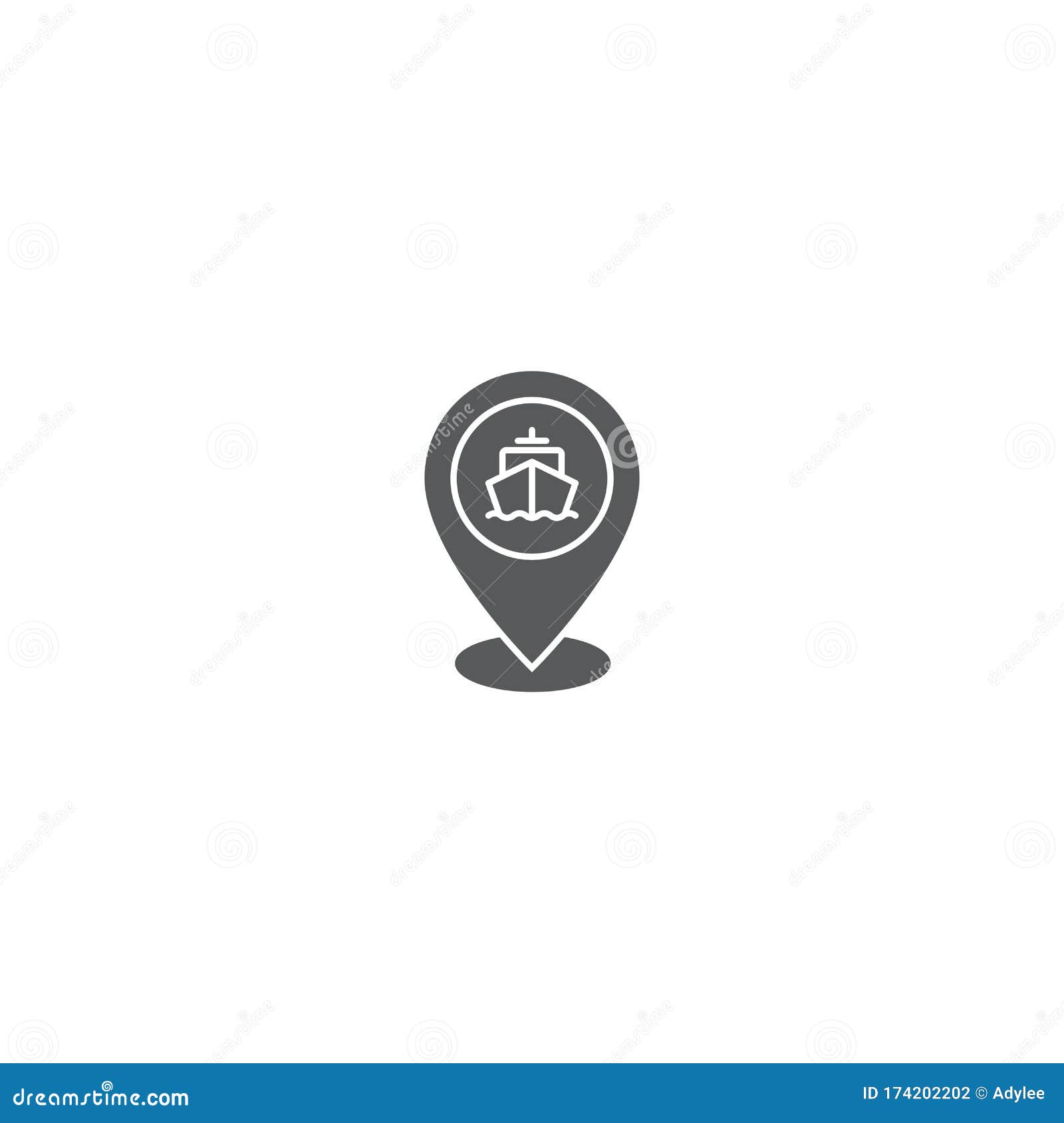 Port Location Pin Vector Icon Symbol Map Isolated on White Background ...