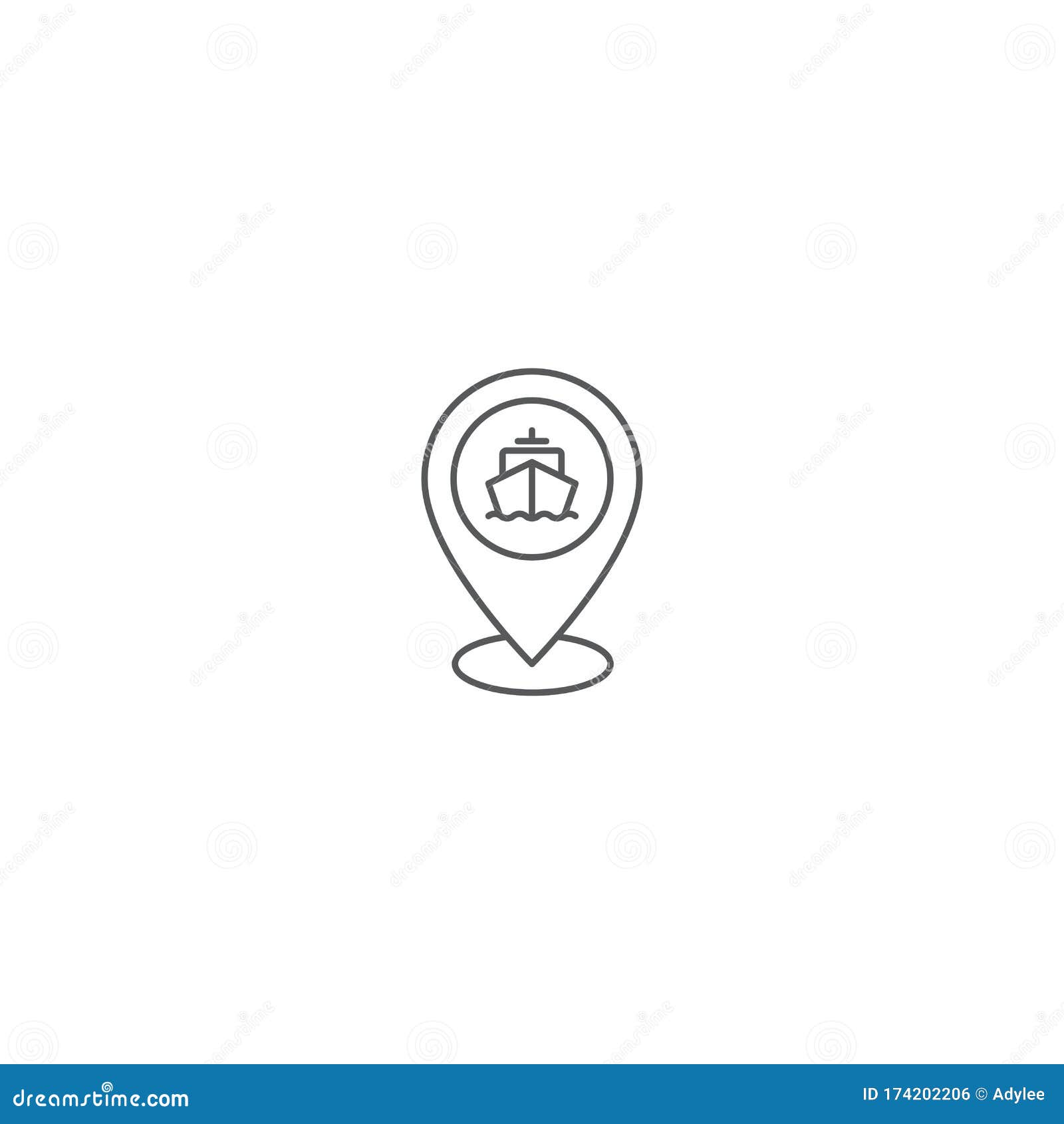 Port Location Pin Vector Icon Symbol Map Isolated On White Background ...