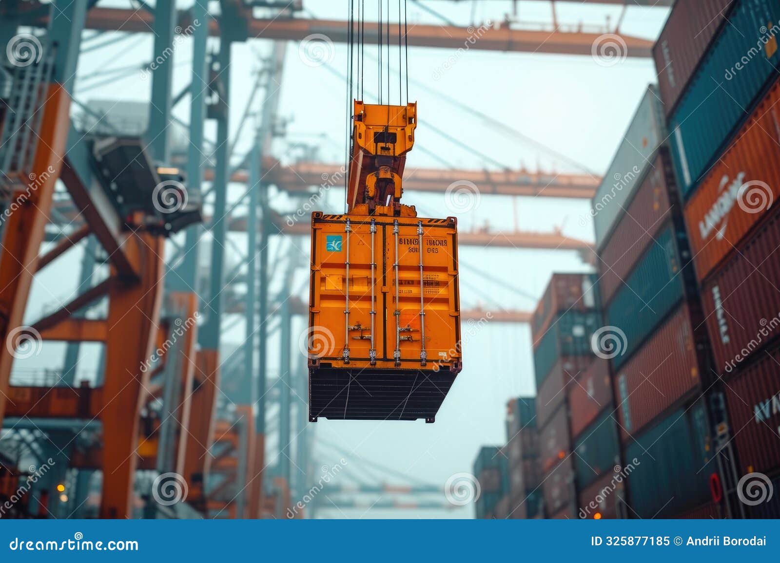 Port Logistics: Shipping Container in Motion. Stock Illustration ...