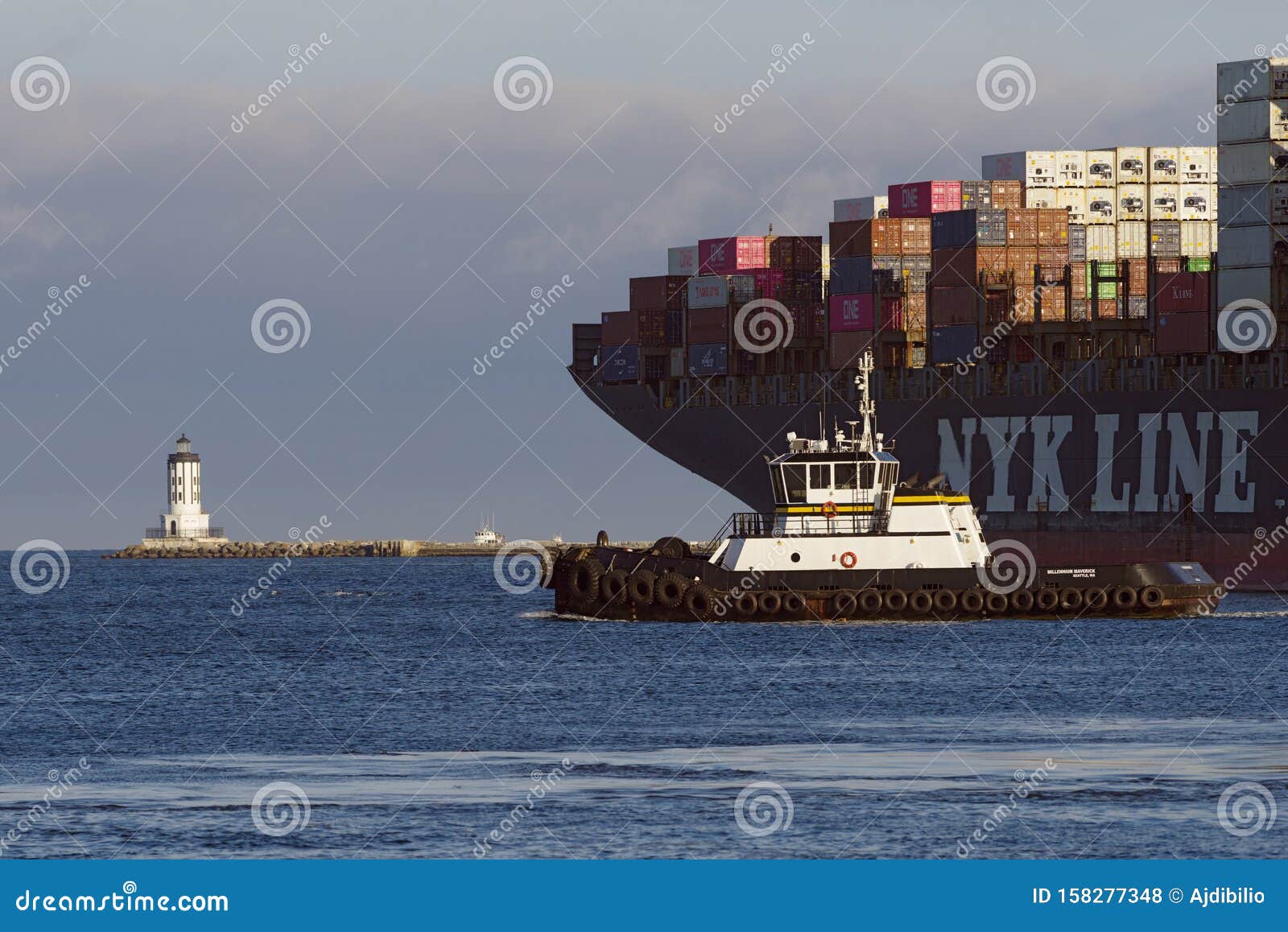 NYK Line Container Ship Tugboat And Lighthouse Editorial Image ... NYK Line Container Ship Tugboat And Lighthouse Editorial Image ...