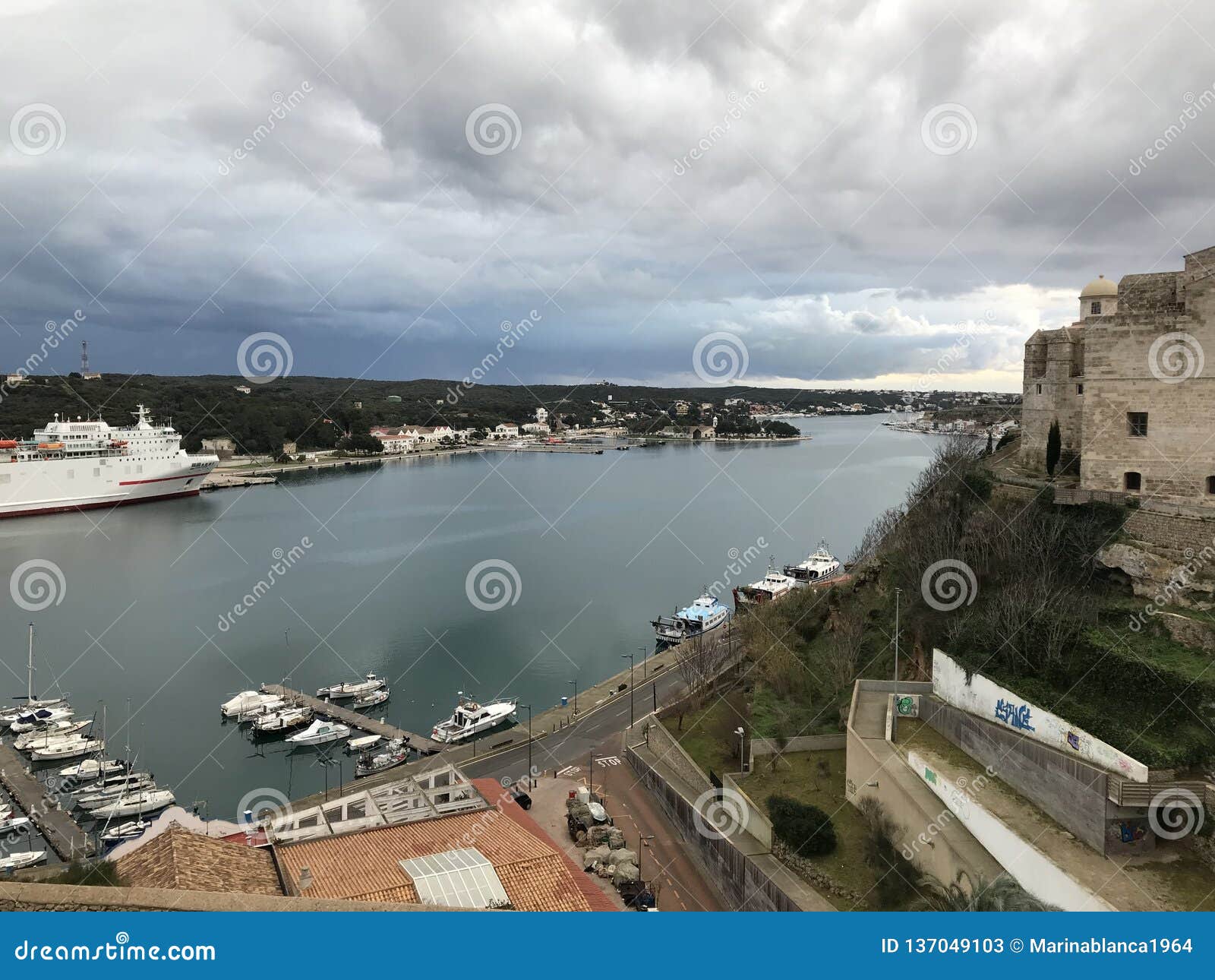 This is the port of Mahon stock image. Image of lluashy - 137049103