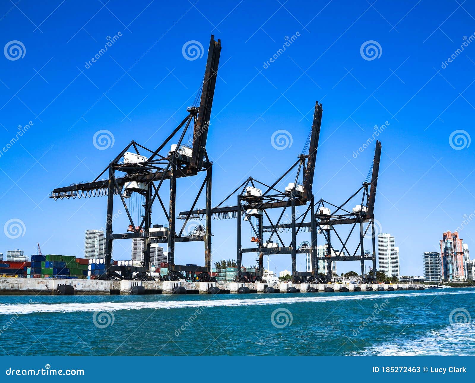 Port of Miami Cranes editorial stock photo. Image of cargo - 185272463