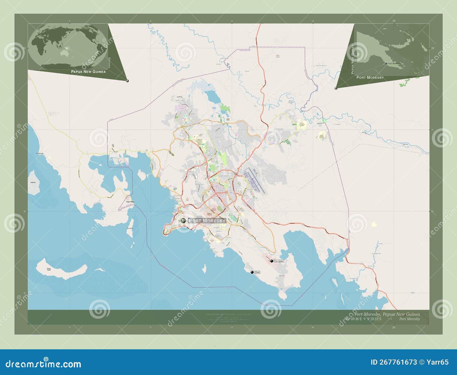 Port Moresby Papua New Guinea Osm Labelled Points Of Cities Stock