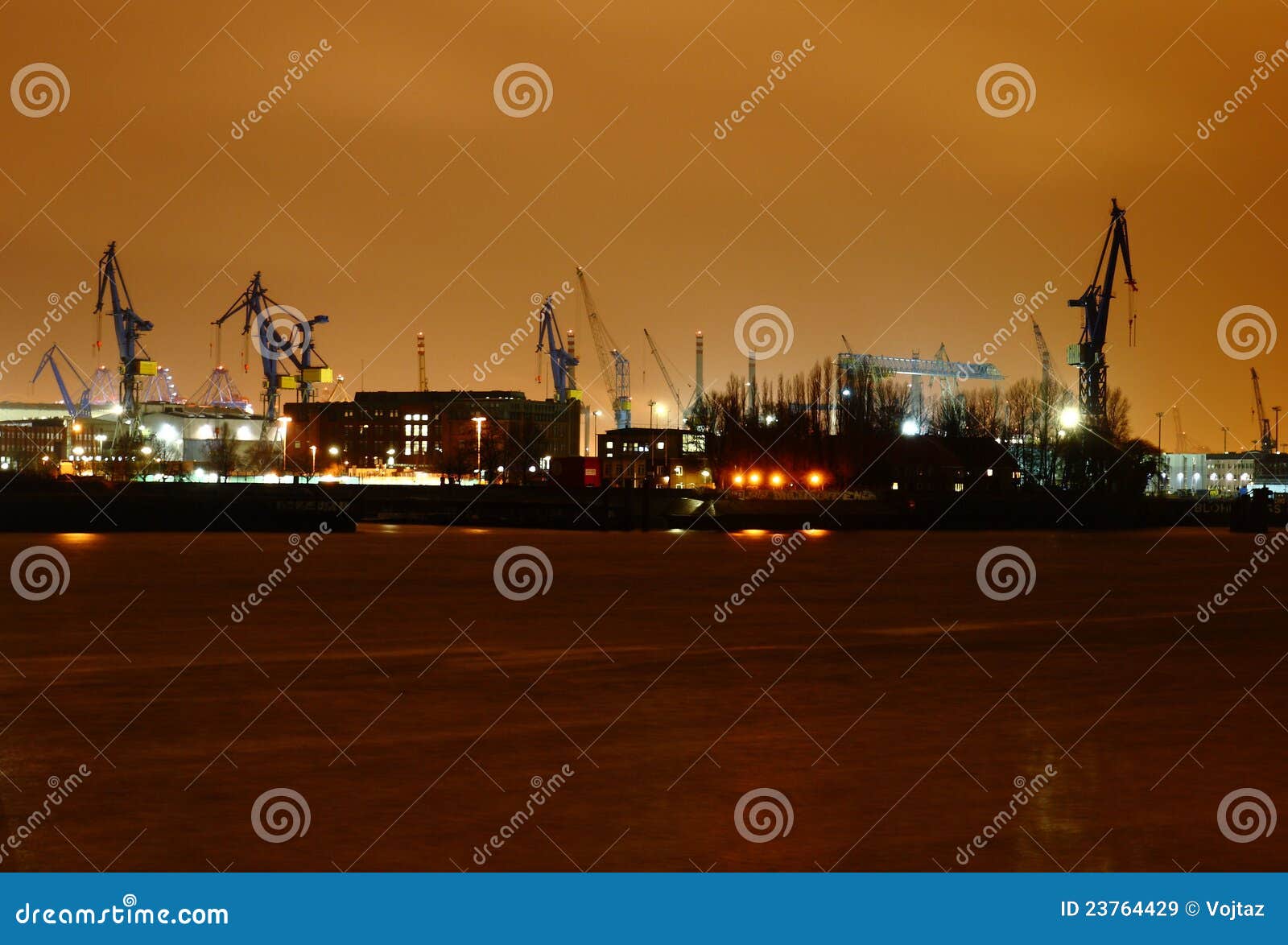 Port at night 2 stock image. Image of freight, germany - 23764429