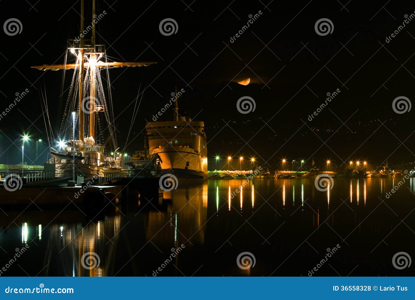 Port at night stock photo. Image of reflection, deluxe - 36558328