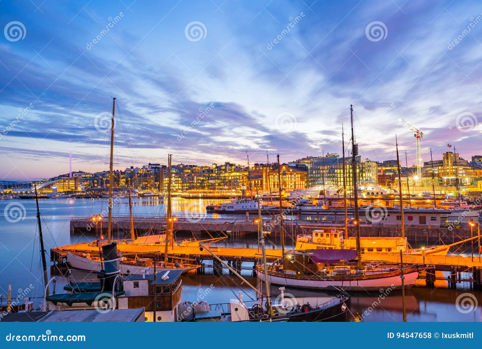Port of Oslo City in Norway at Night Editorial Stock Photo - Image of ...