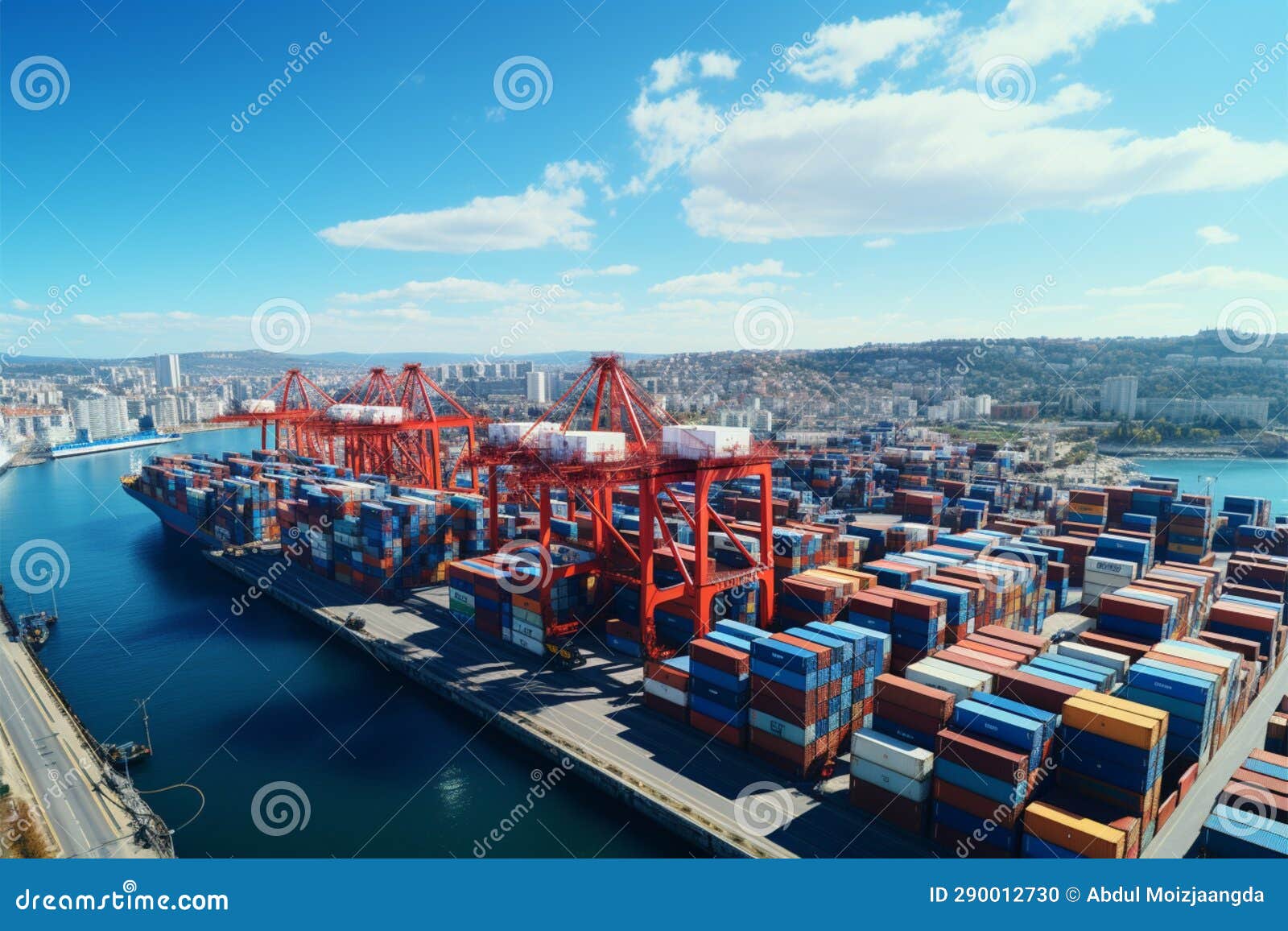 Port Panorama a Background of Containers Stacked at the Harbor Stock ...