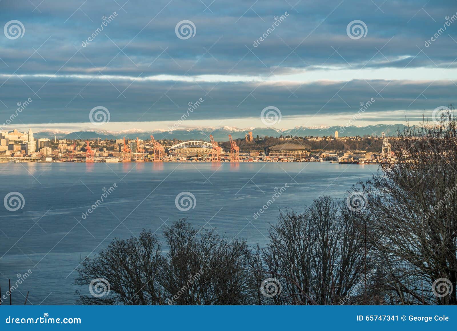 Port of Seattle and Cascades Editorial Photo - Image of puget, cascades ...