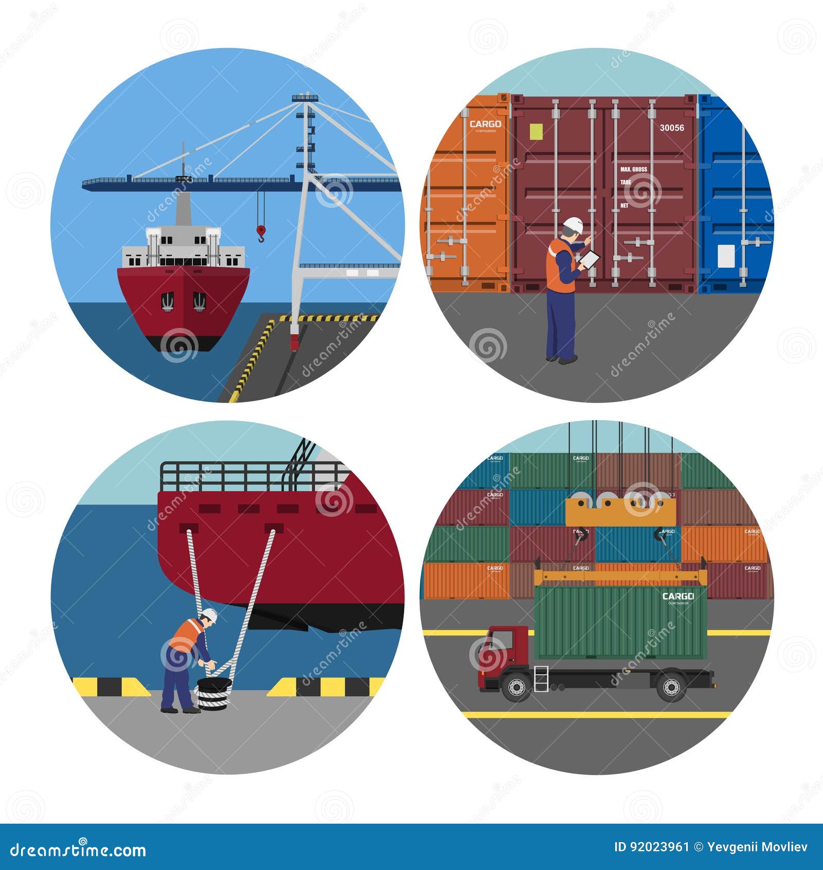 Dockyard Harbor Terminal Aerial Top View With Cargo Ship And Ocean ...