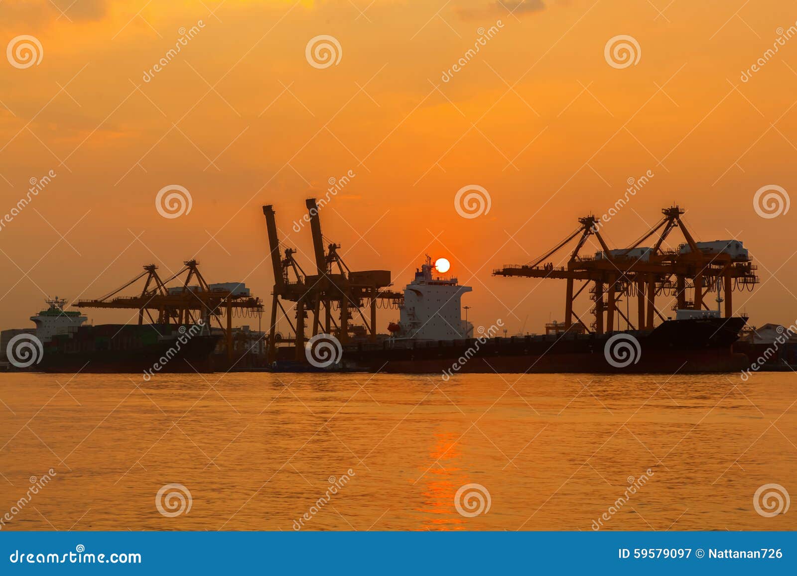 Port stock image. Image of sunrise, trade, crane, harbour - 59579097