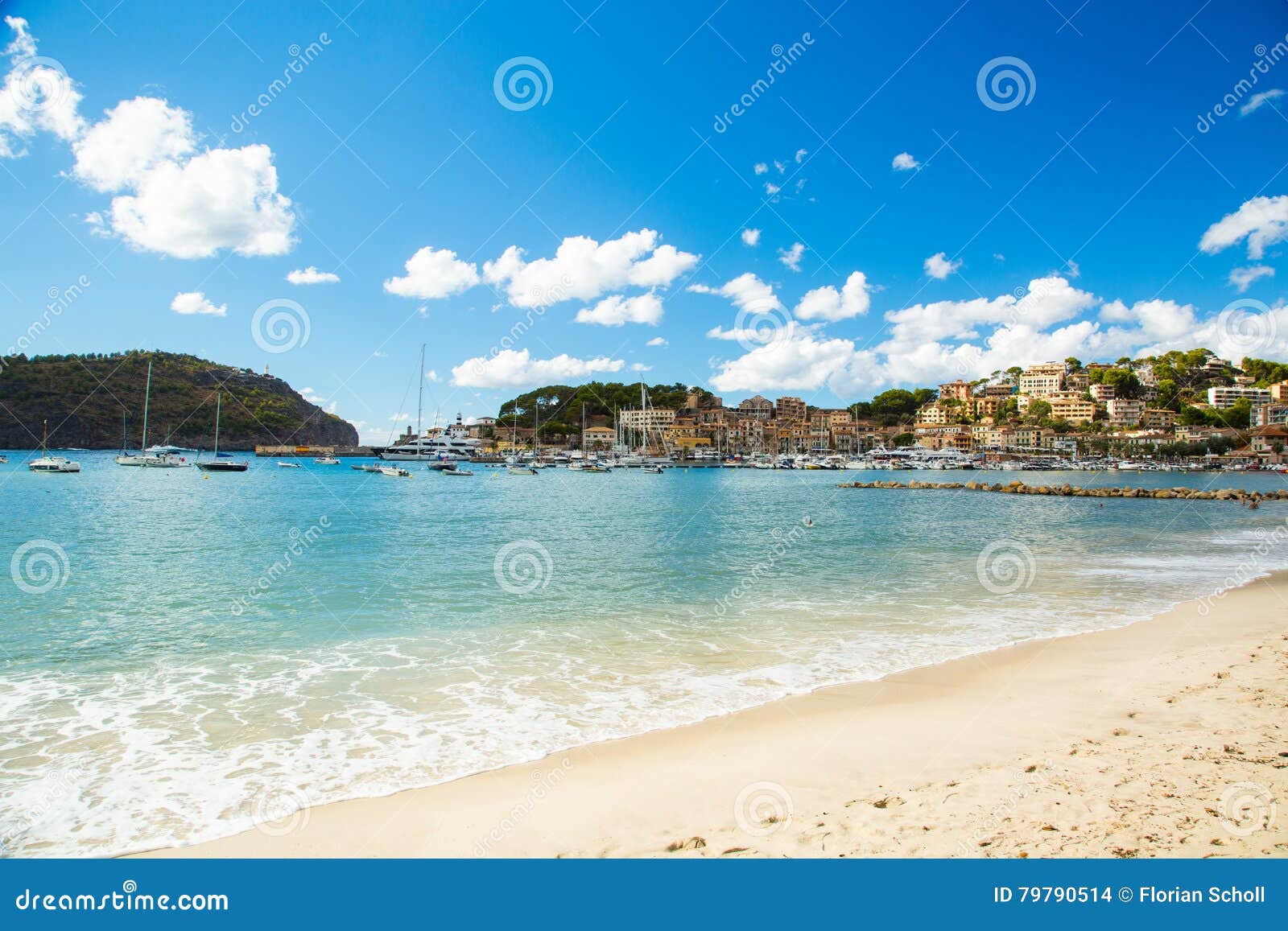 Port Soller Beach, Palma De Mallorca Stock Photo - Image of landmark ...