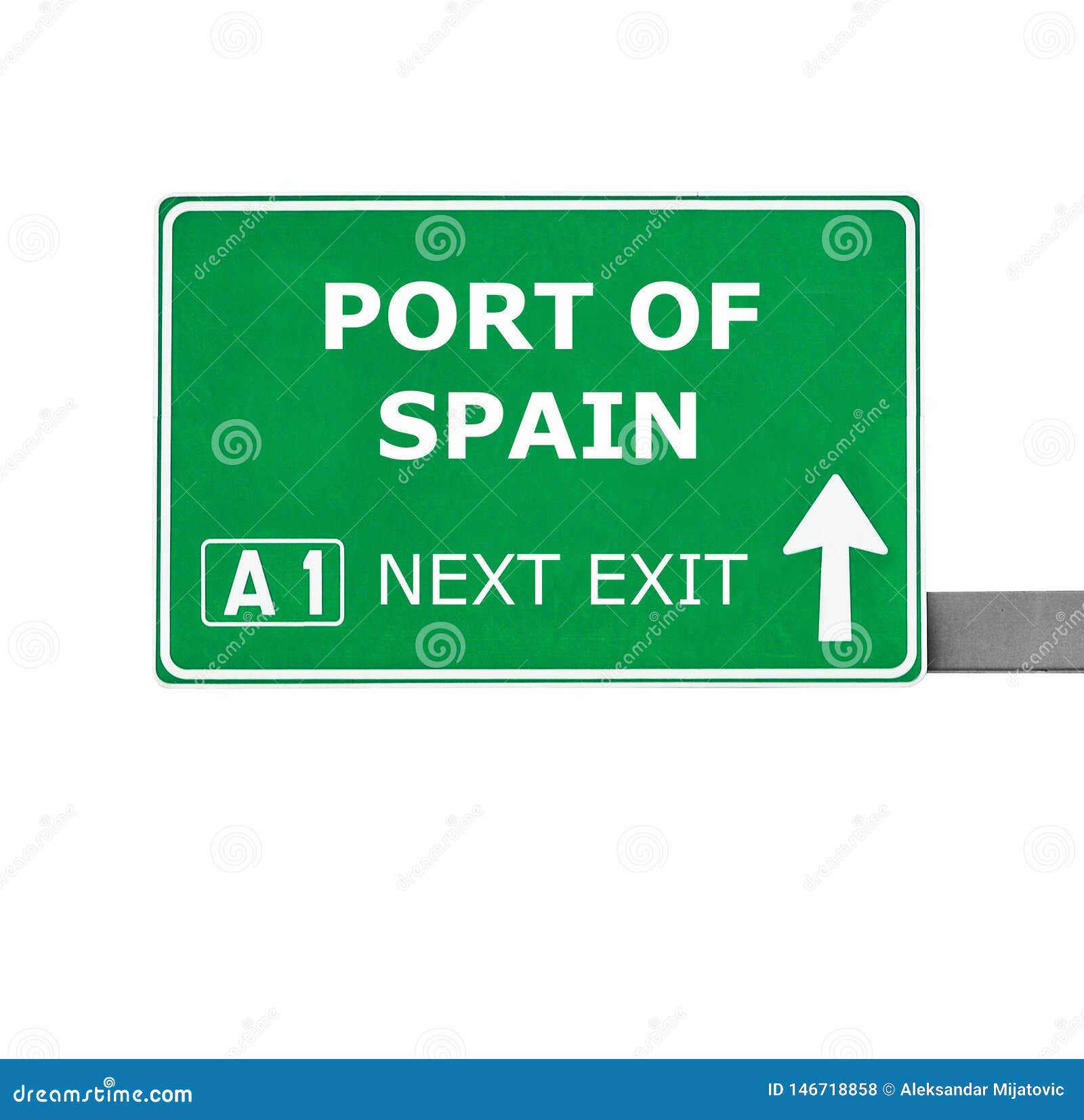 PORT of SPAIN Road Sign Isolated on White Stock Photo - Image of ...