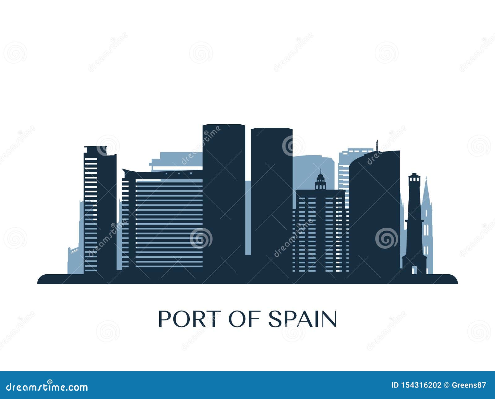Port Of Spain City Republic Of Trinidad And Tobago, Island Map Vector ...