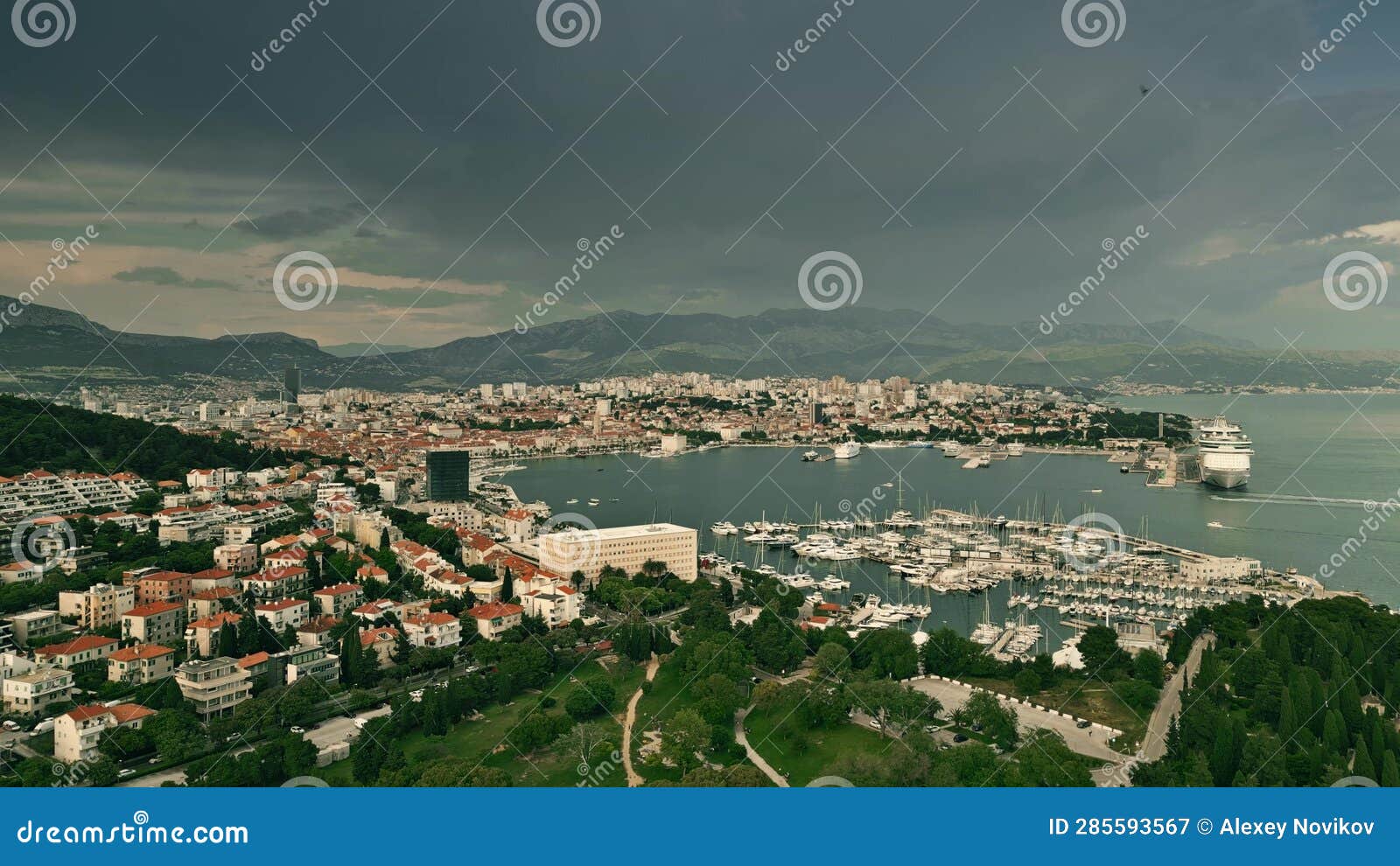 Port of Split and the Cityscape Beneath Dramatic Clouds, Croatia ...