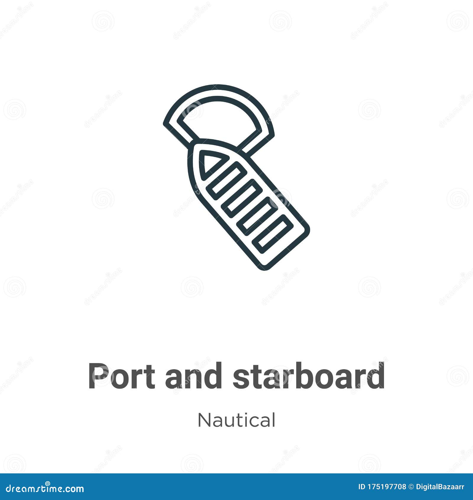 Port and Starboard Outline Vector Icon. Thin Line Black Port and ...