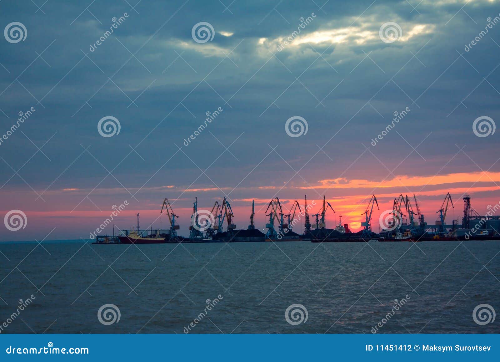 Port on sunset stock photo. Image of harbor, commercial - 11451412