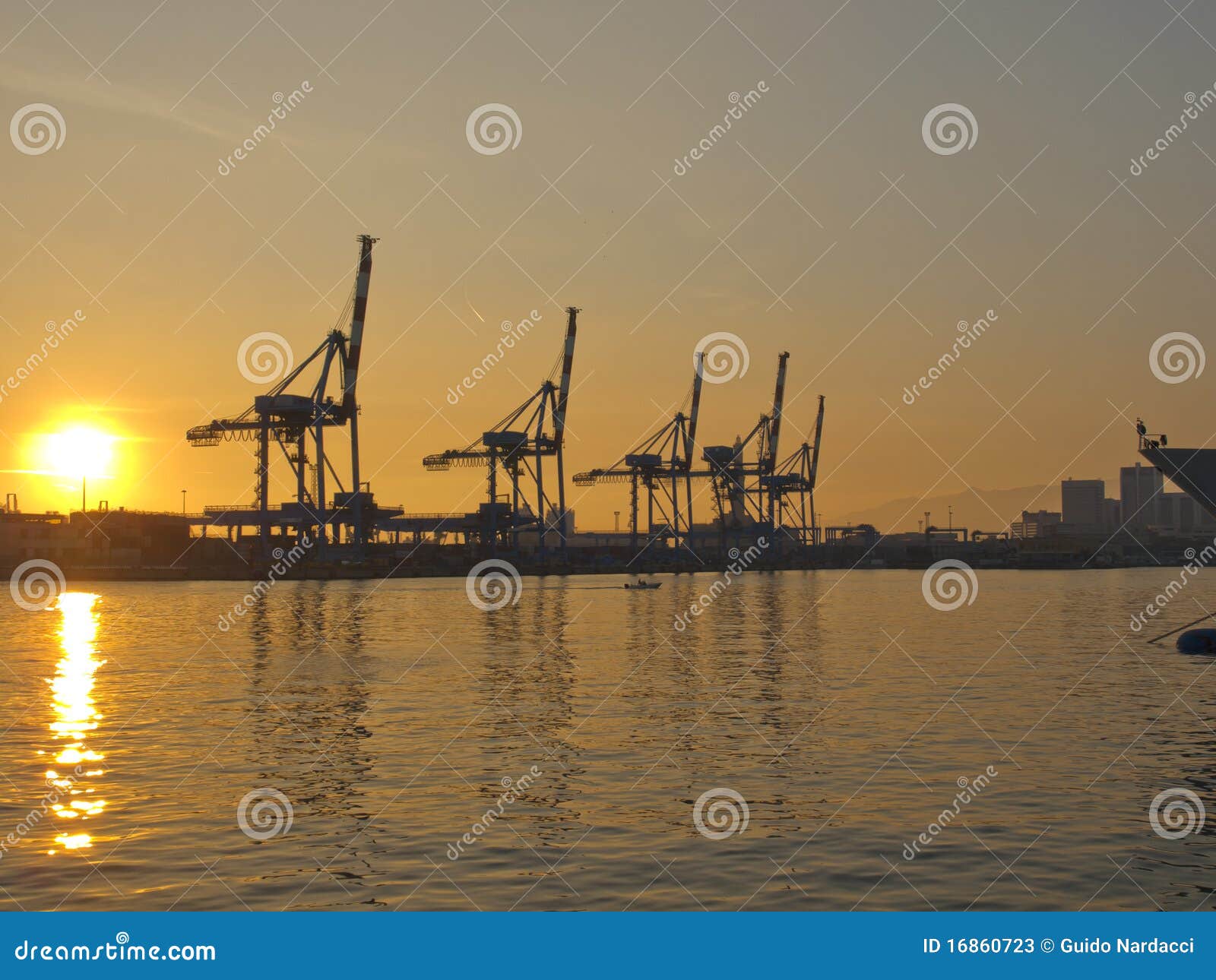 Port at sunset stock image. Image of cargo, detail, lights - 16860723