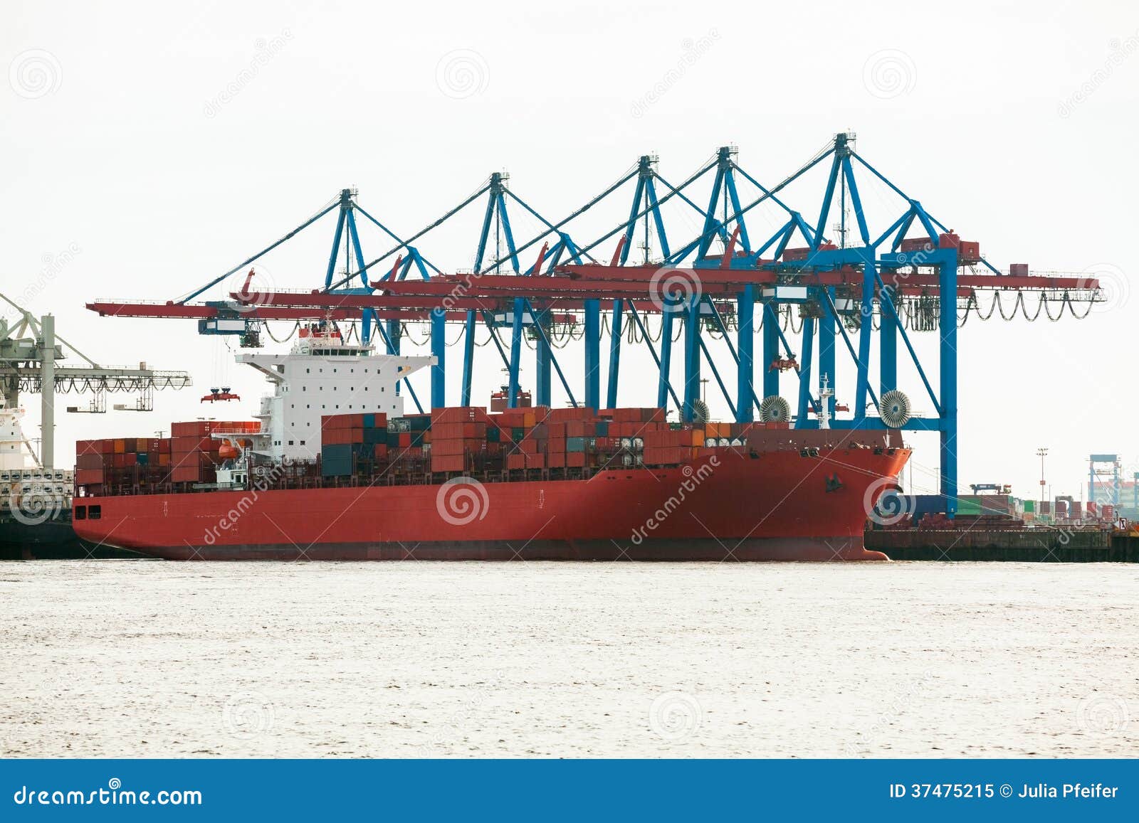 Port Terminal for Loading and Offloading Ships Stock Image - Image of ...