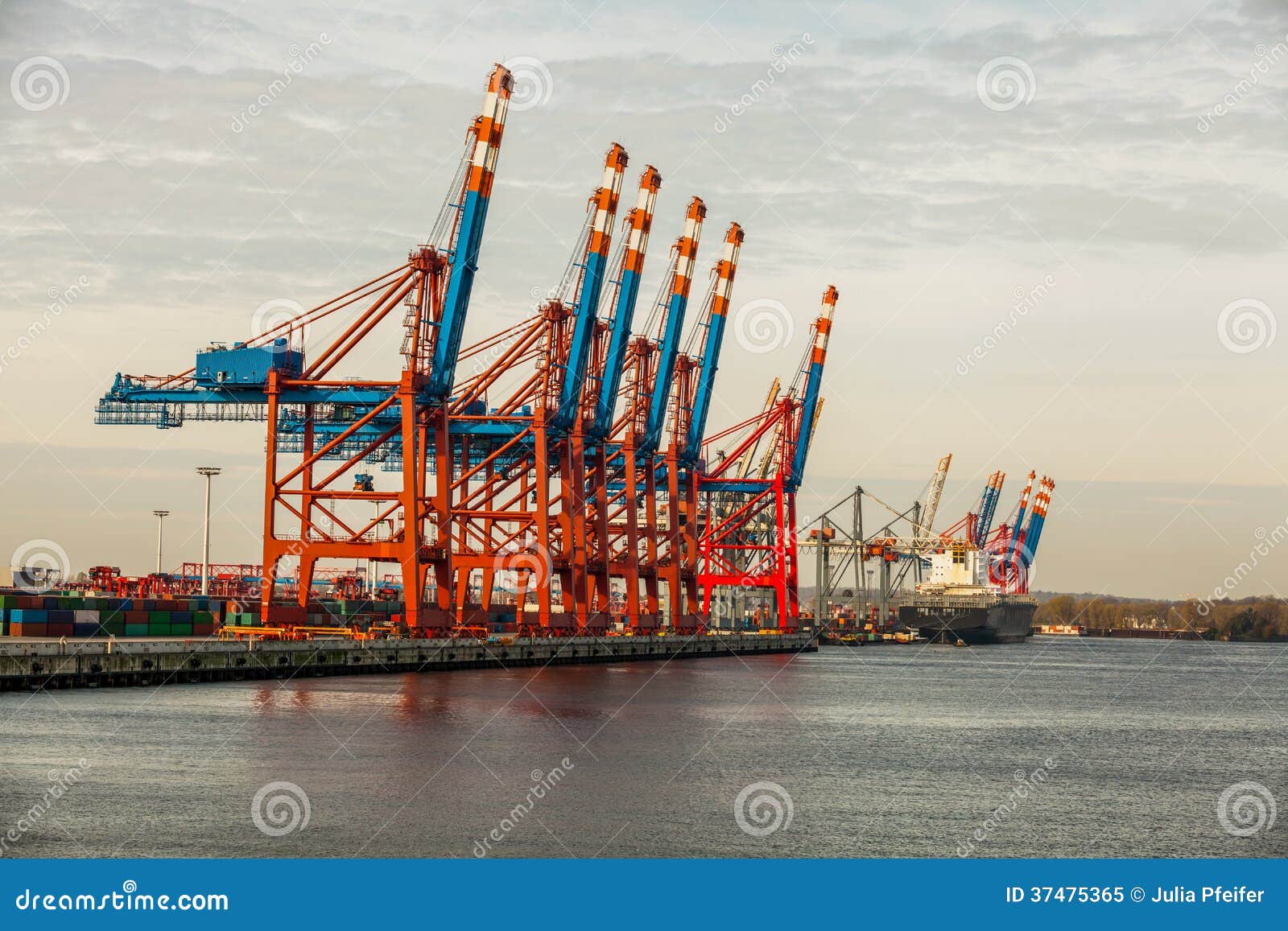 Port Terminal for Loading and Offloading Ships Stock Image - Image of ...