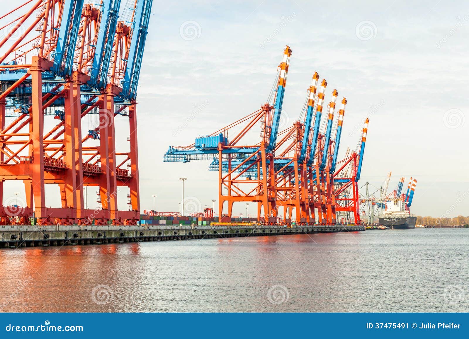 Port Terminal for Loading and Offloading Ships Stock Image - Image of ...
