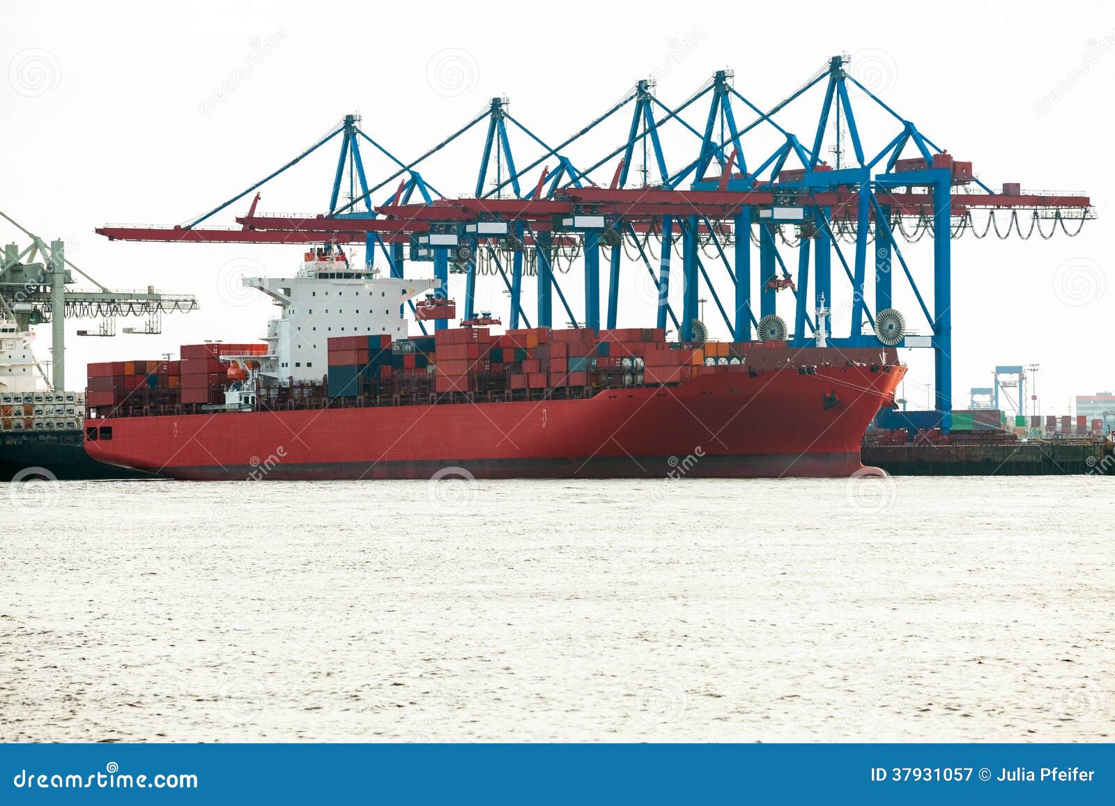Port Terminal for Loading and Offloading Ships Stock Image - Image of ...